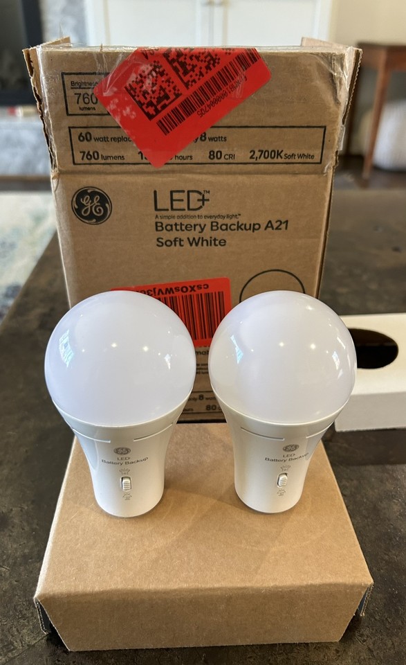 GE LED+ Battery Backup, 60 Watt, Soft White, A21 Bulbs, Medium Base ...