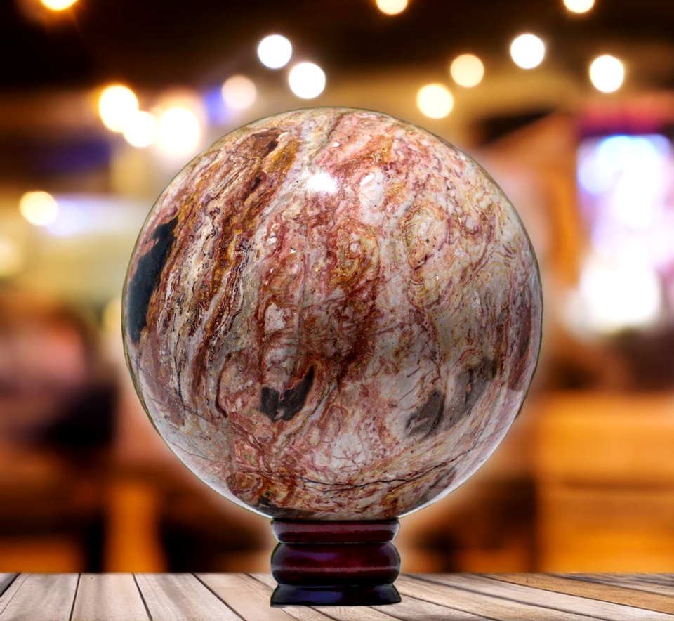 170MM Pink Rosetta Jasper Crystal Healing Ball Chakra Energy Gemstone ...