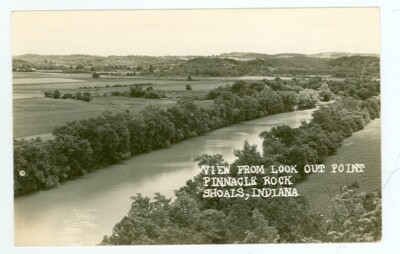 SHOALS,INDIANA-VIEW FROM LOOKOUT POINT-PINNACLE ROCK--RPPC--(IN-SMISC ...