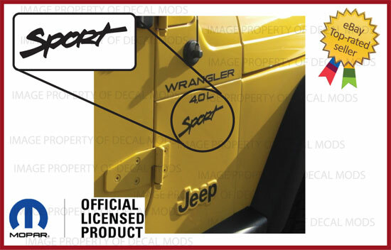 2x 1997-2003 Jeep Wrangler SPORT logo TJ side decals stickers Gloss ...