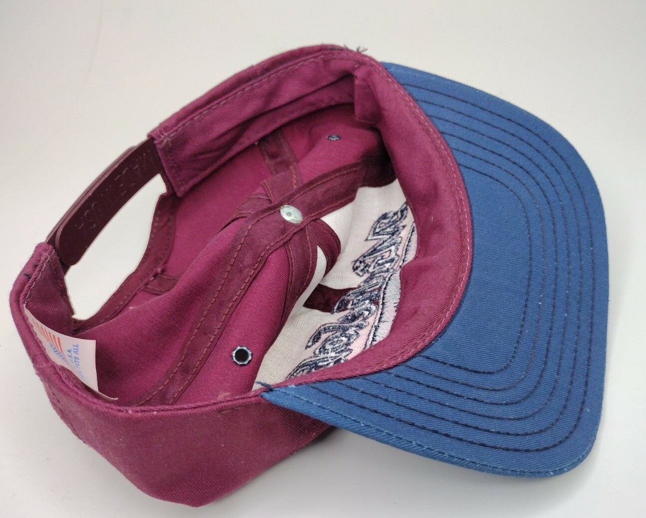 Vintage MICHELOB 80s USA Maroon Navy Blue Hat Cap Sna… - Gem