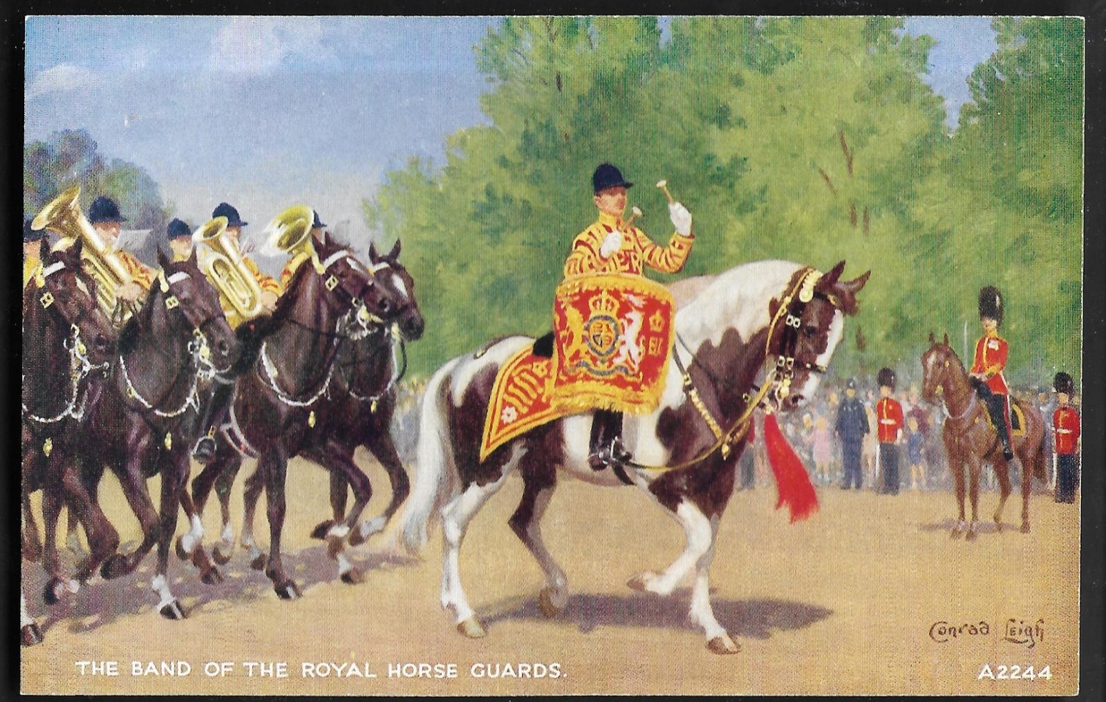 pk83706:Postcard-Artist Signed Conrad Leigh-The Band of the Royal Horse ...