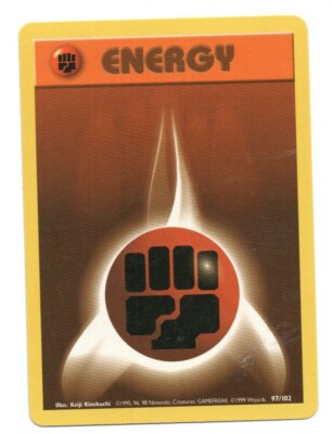 1999 Shadowless Fighting Energy Pokémon Card 97/102 | eBay