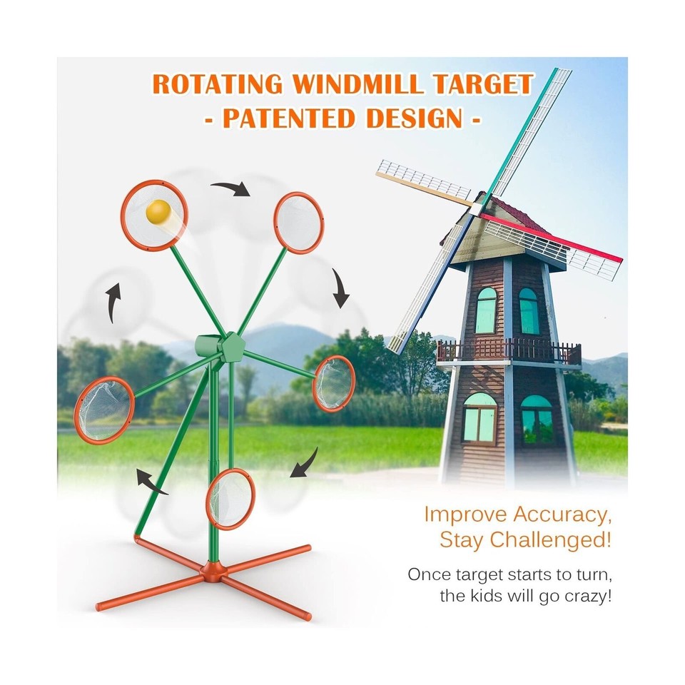 ReechTree Windmill Gun Target for Kids Shooting Practice with Net ...