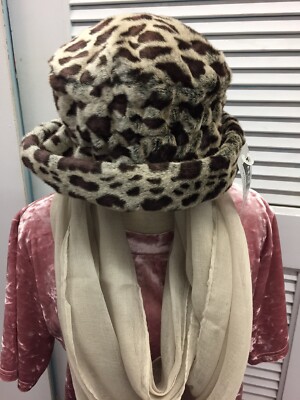 Parkhurst Faux Fur Animal Print Bucket Hat Warm~Packable~Made In Canada ...