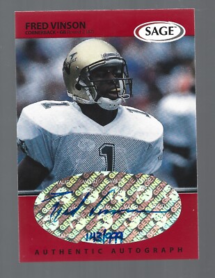 Fred Vinson AUTOGRAPH RC Green Bay Packers 1999 Sage AUTO Football ...