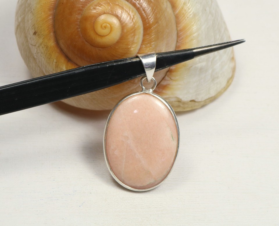 Natural Peach Amazonite Gemstone 925 Sterling Silver Bezel Pendant ...