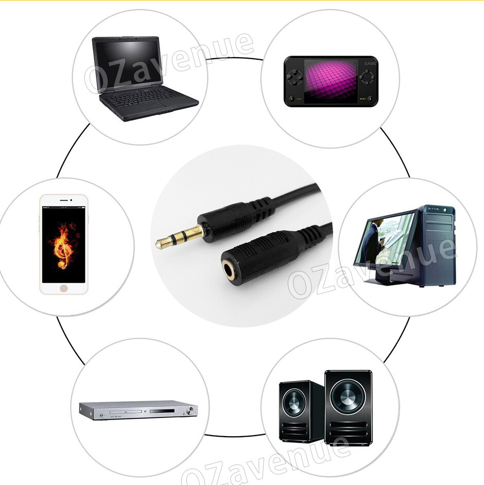 1.5M/3M/5M 3.5mm Jack Headphone Earphone Socket Extension Stereo AUX ...