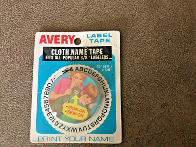 Avery Label Maker iron on tape 3/8 Inch Roll 6 Feet Brand New Vintage ...