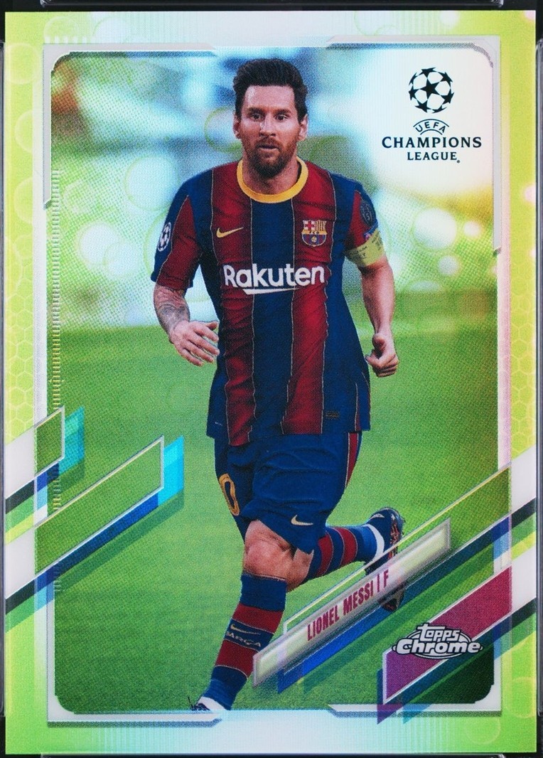 2020-21 Topps Chrome Uefa Champions League - Lionel Messi #1 Neon Green ...