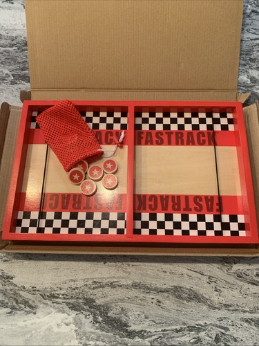 Fastrack Wooden 2 Player Game Blue Orange Fast Track Race Speed Flick ...