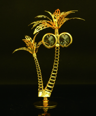 SWAROVSKI CRYSTAL ELEMENT STUDDED PALM TREE FIGURINE 24K REAL GOLD ...