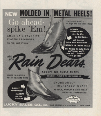 1961 Rain Dears Rainboots: Go Ahead Spike Em Vintage Print Ad | eBay