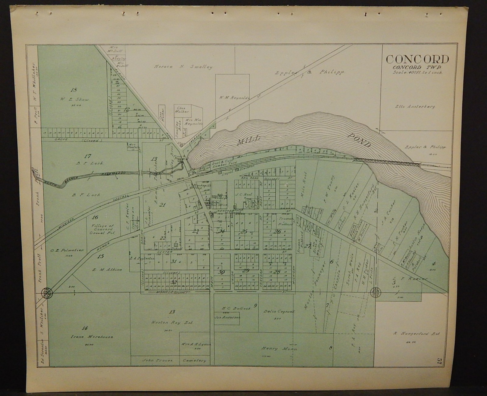 Michigan Jackson County Map Concord 1911 L19#19 | eBay