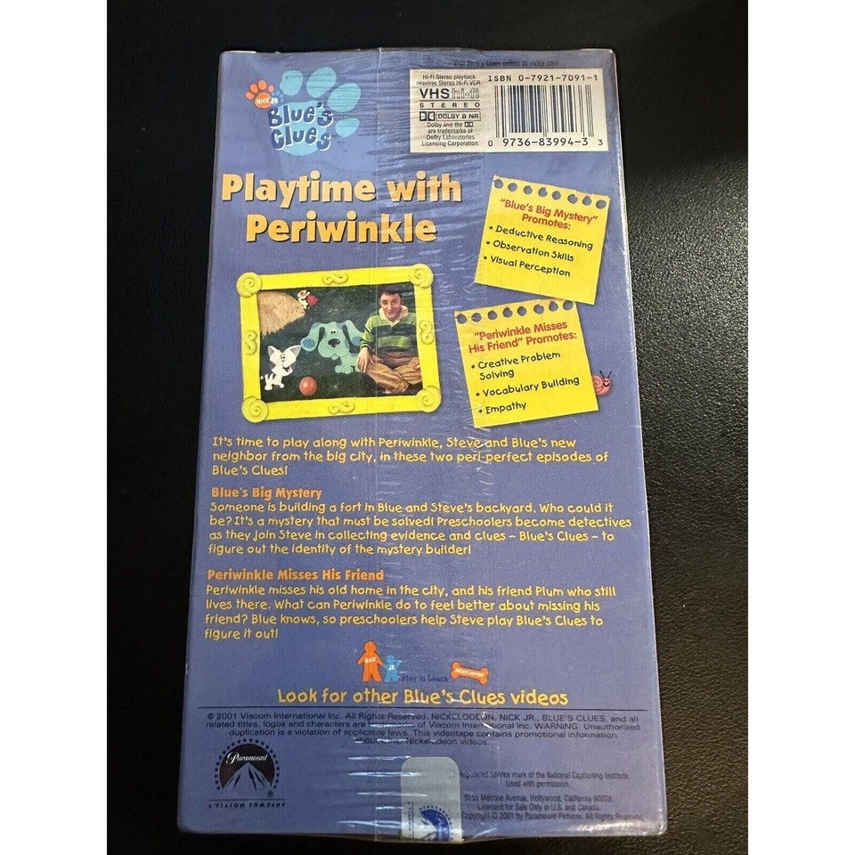 NEW Blue’s Clues Playtime With Periwinkle VHS 2001 Video Tape Orange ...