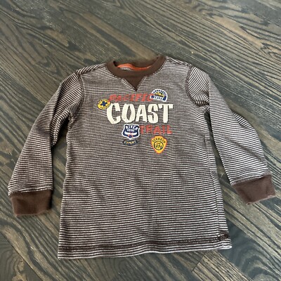OshKosh B’gosh Boy's Size 4T Brown Striped Thermal Long Sleeve Top ...