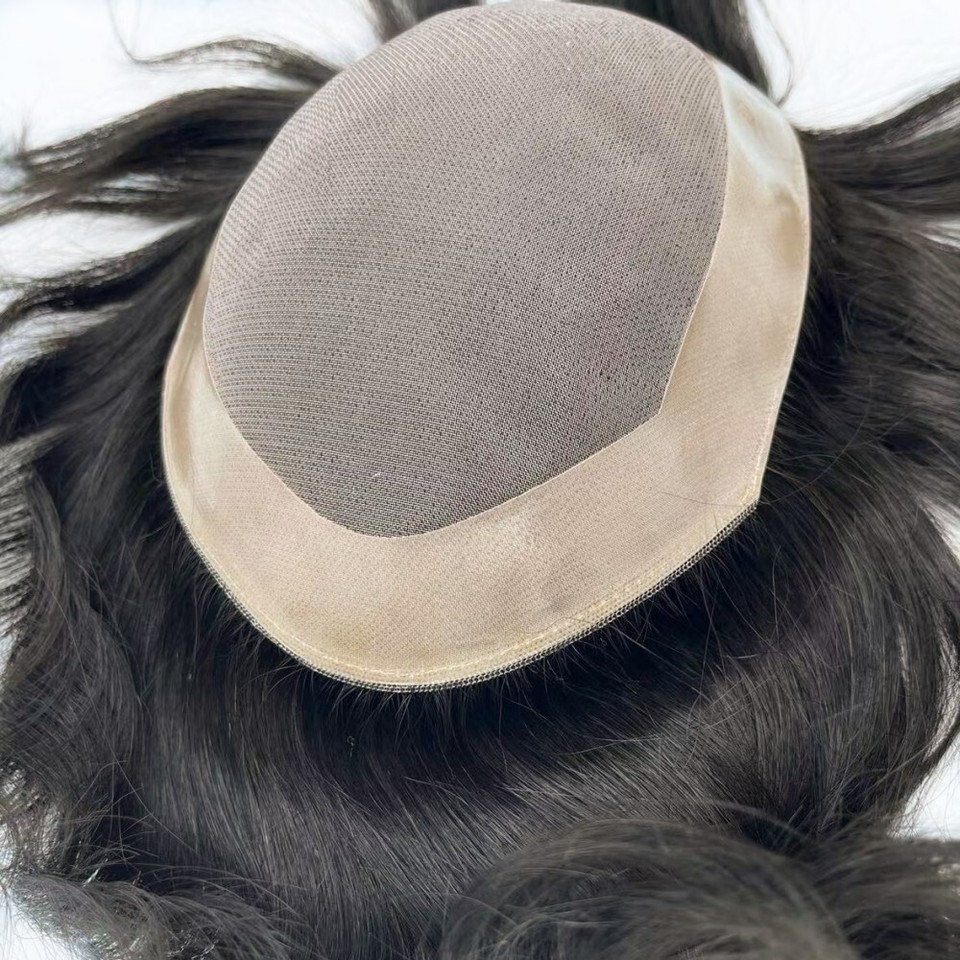 Durable Mens Human Hair Replacement System Hairpiece Fine Mono Poly ...