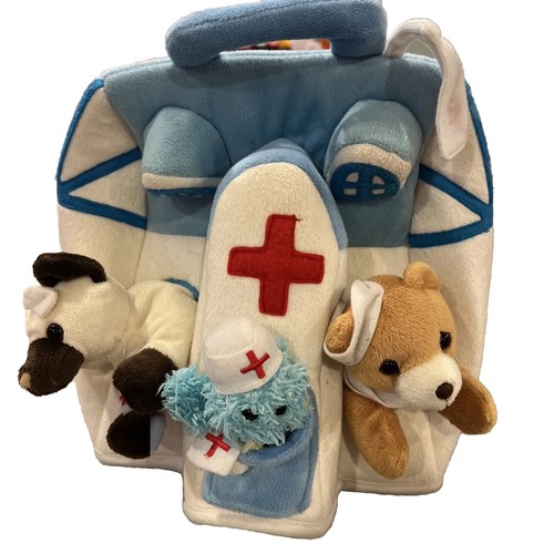 Plush Animal Hospital House with Animals - Five (5) Stuffed Injured ...