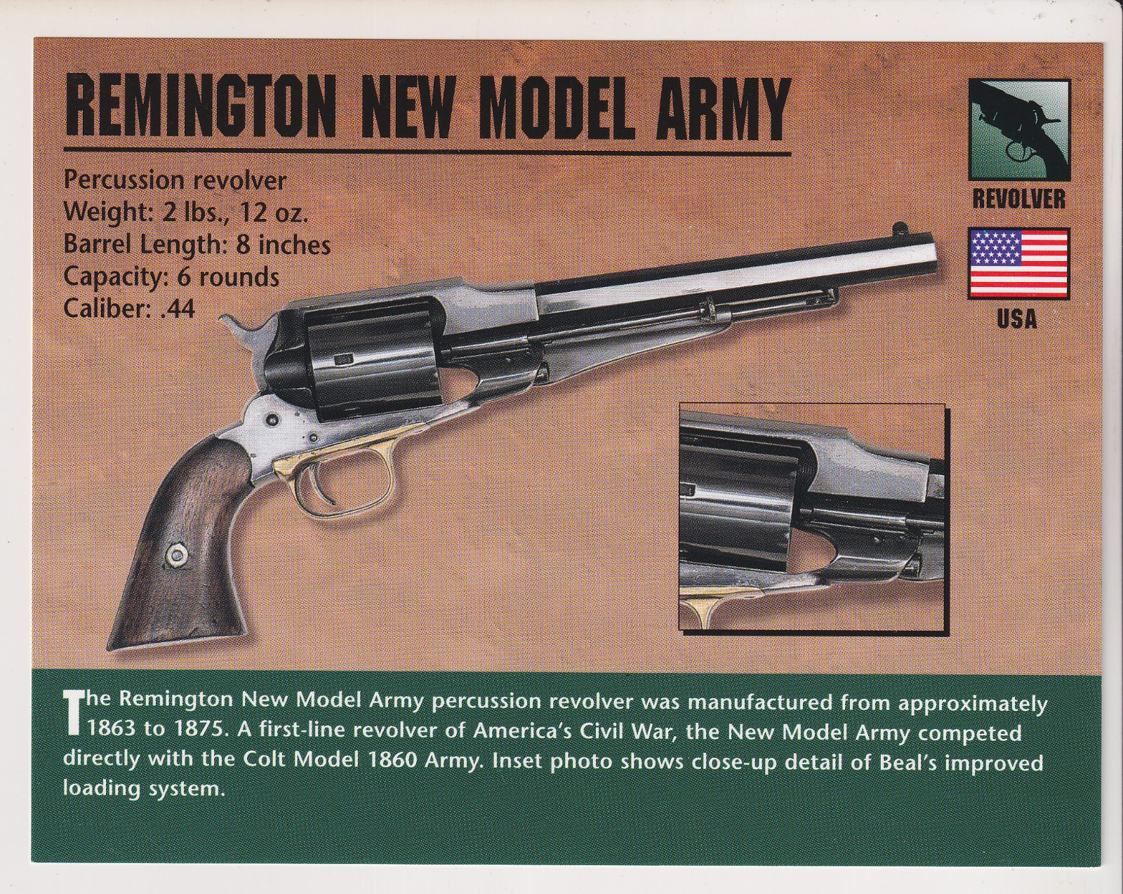 REMINGTON NEW MODEL ARMY Revolver .44 USA Gun Atlas Classic Firearms ...