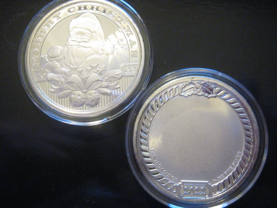 1 oz 2022 Merry Christmas Santa Claus .999 Silver & Capsule Engravable ...