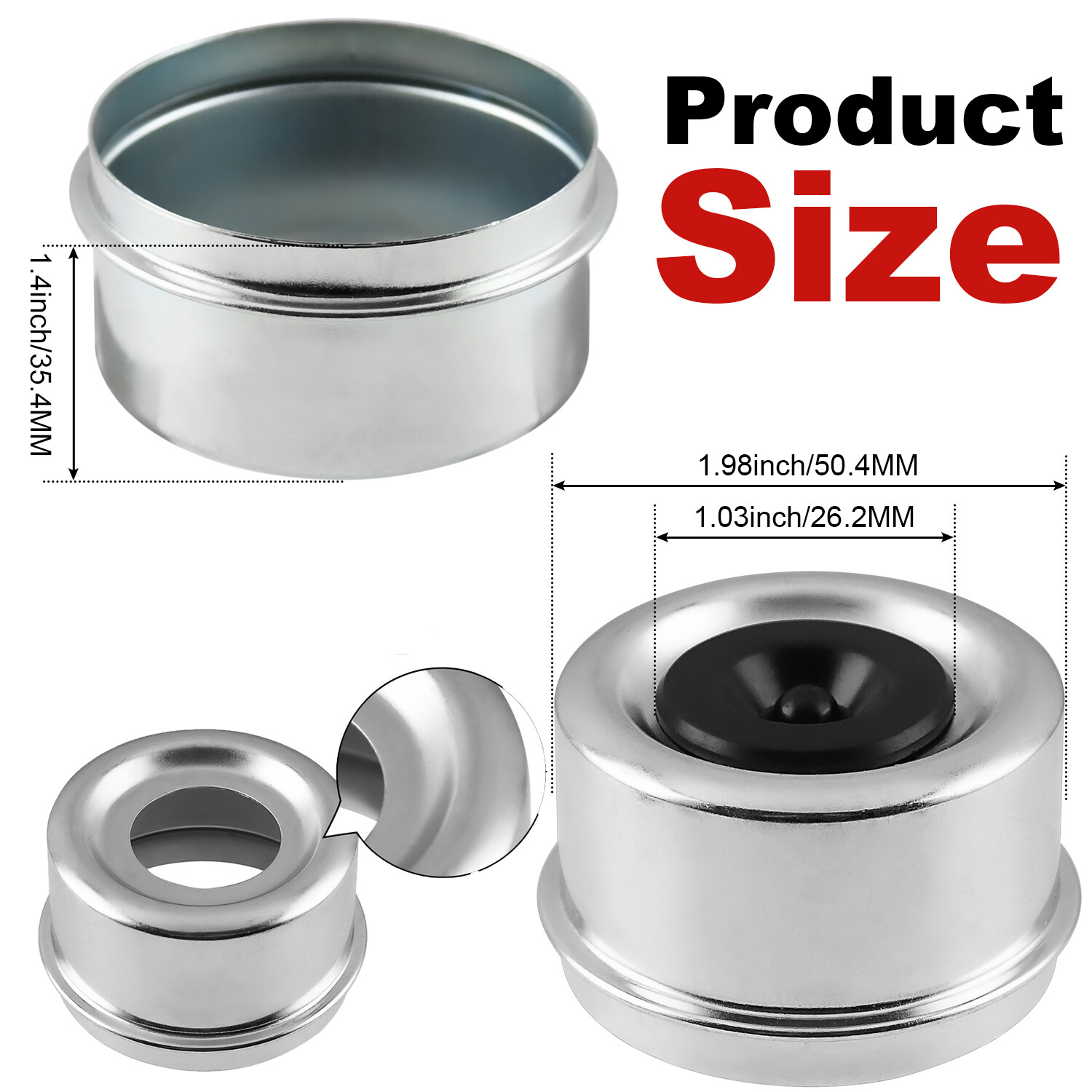 (4pcs) Trailer Bearing Dust Cap Axle Hub Grease Covers Wheel Bearing ...