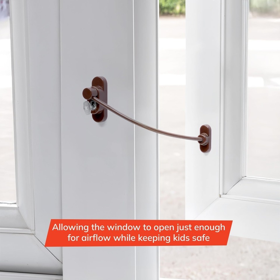 Window Restrictors for Kids, Safety Lockable Plastic Covered Steel Wire ...