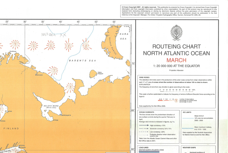 Admiralty 5124(3) Routeing Chart North Atlantic Ocean March Map ...
