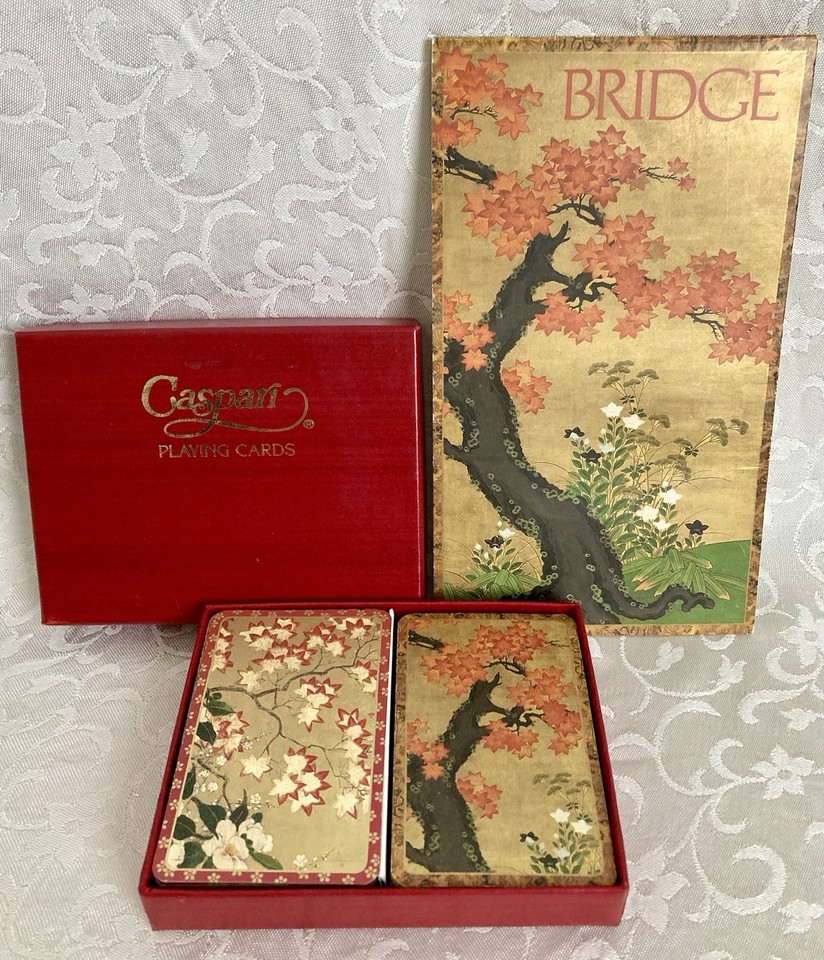 Caspari 2 Deck Bridge Card Set Oriental Screen With Bridge Score Pad ...