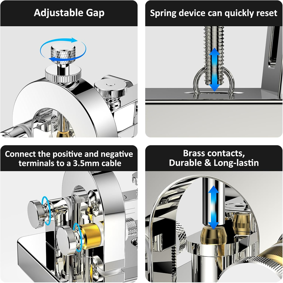 CW Telegraph Key - Heavy Duty Stainless Steel Classical Morse Code Key ...