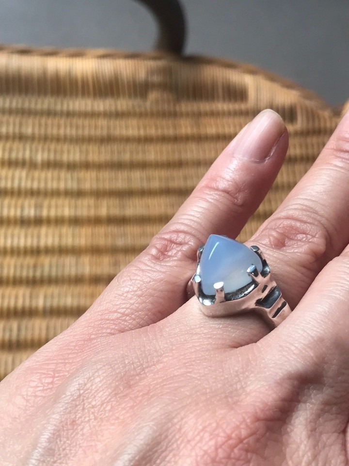 GENUINE CHALCEDONY RING .925 STERLING SILVER FAST FREE SHIPPING !! | eBay