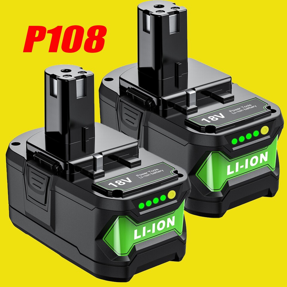 For RYOBI P108 Battery 18V High Capacity 18Volt Lithium-Ion 12.0Ah 6 ...