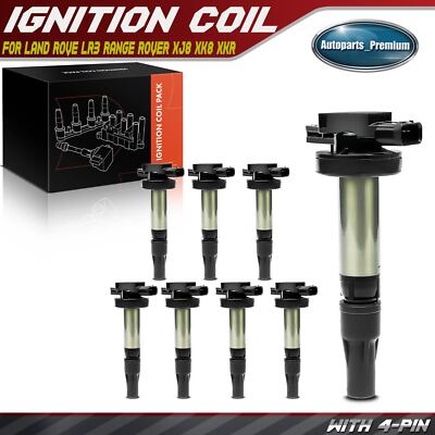8x Ignition Coil w/ 4-Blade for Land Rove Range Rover Sport Jaguar XJ8 ...
