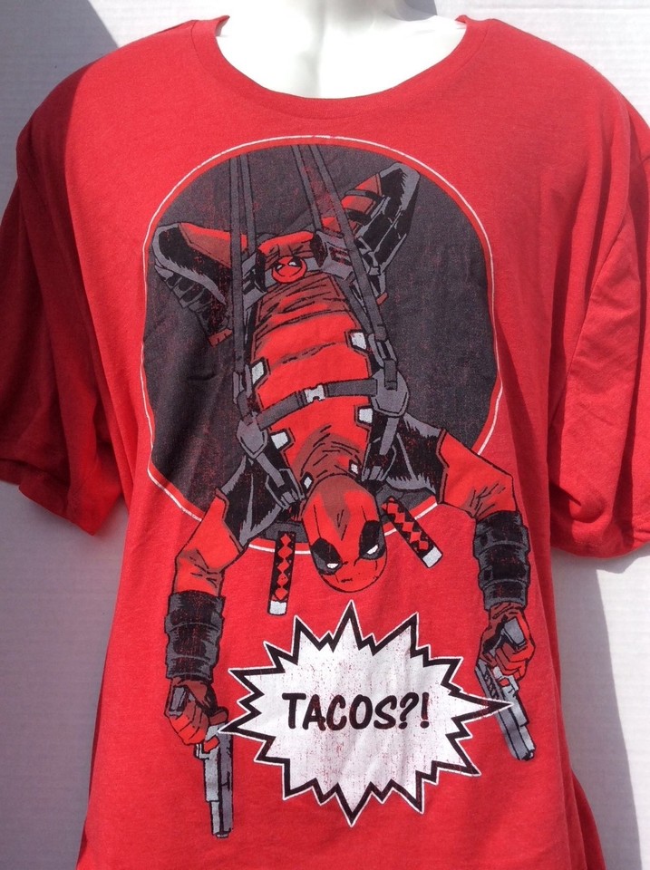 Marvel Comics Deadpool TACOS?! Men's red T-Shirt Dead Pool 3XL XXXL new ...