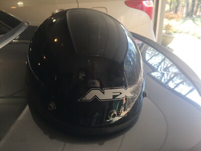 AFX-F90 Medium Motorcycle Moped Half-Helmet Black; chin strap ...