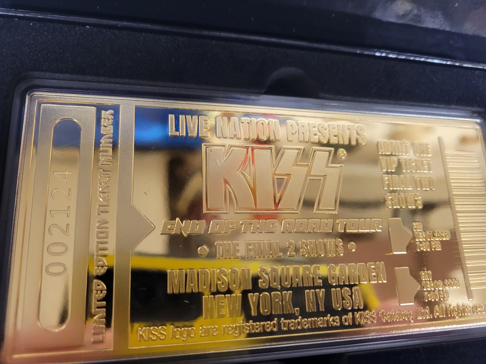 KISS END OF THE ROAD MSG GOLD TICKET 24k GOLD PLATED 12/2/23 SOLD OUT ...