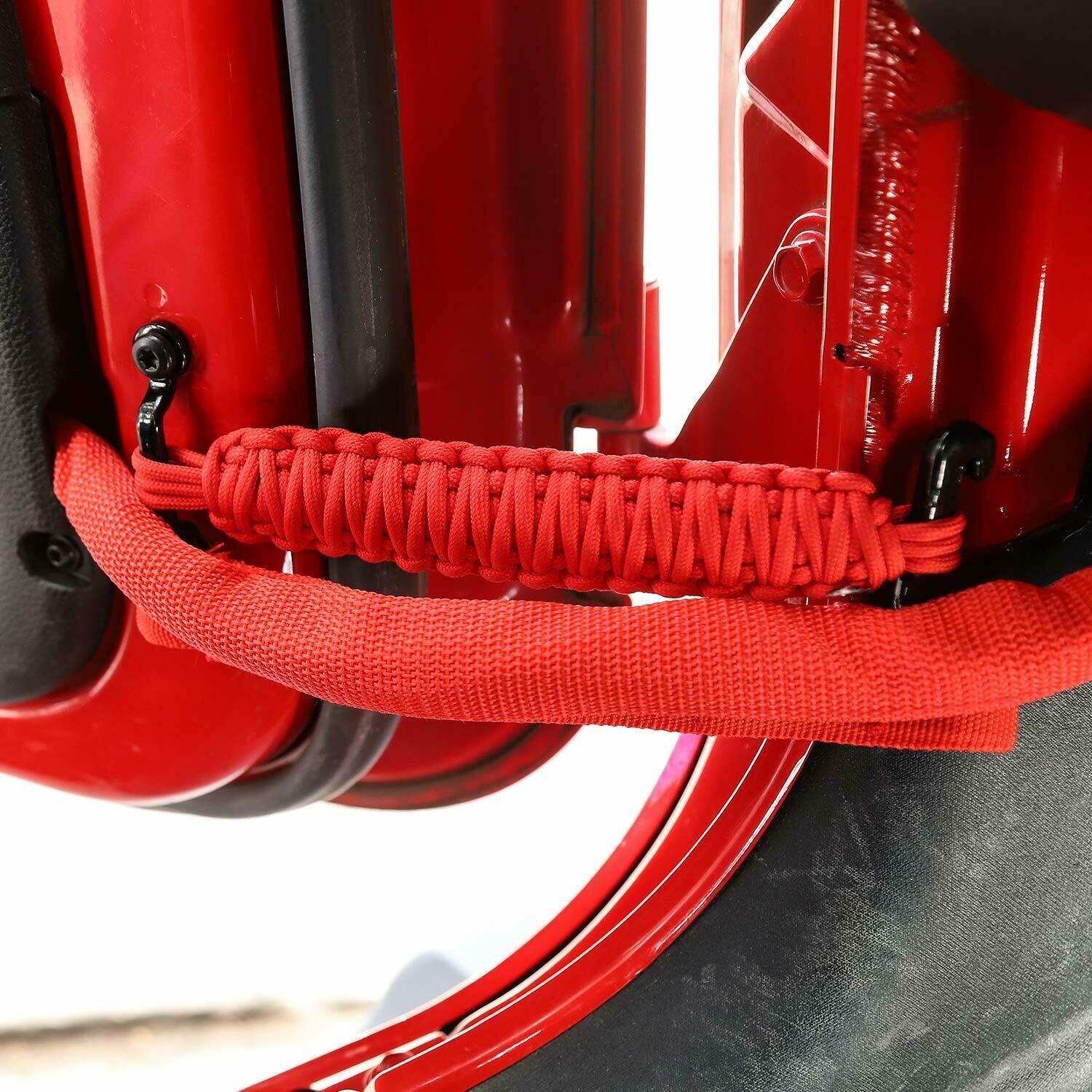 2PC Red PVC Auto Door Limit Strap Bandage Rope For Jeep Wrangler YJ CJ ...