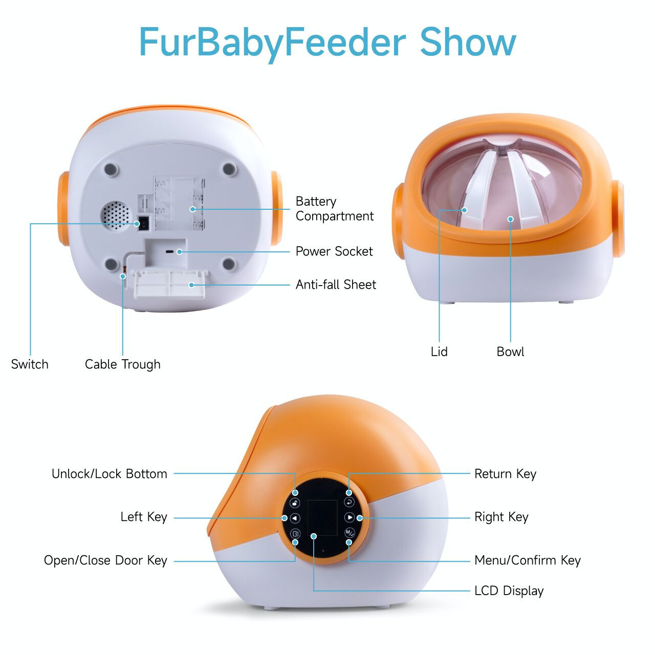 FurBabyFeeder® Sphere Automatic Microchip Pet Feeder – LCD Menu ...