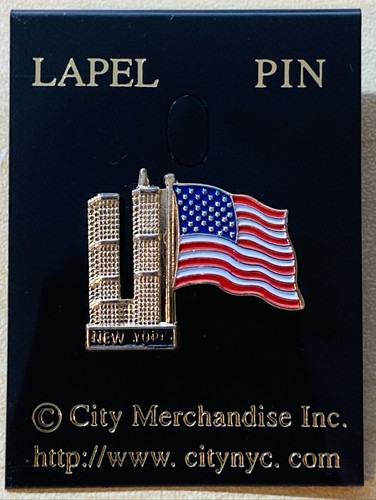 World Trade Center Lapel Pin w/Flag WTC Pre - 9/11 2001 Orig Mint ...