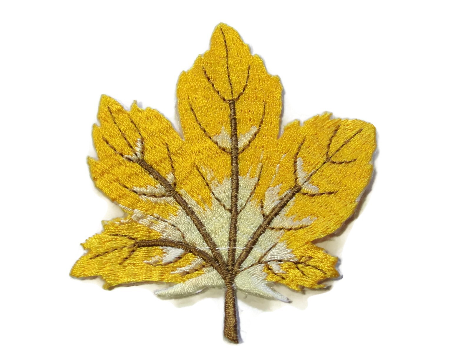 Yellow Brown Maple Leaf Embroidered Iron On Patch | eBay
