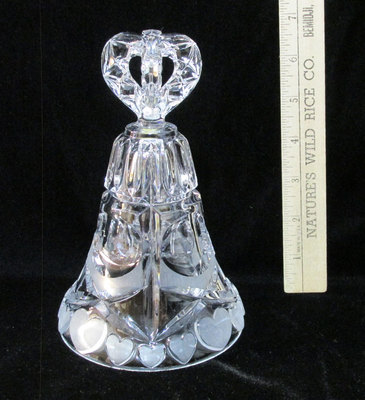 Vintage Hand Bell Lead Crystal Glass Heart Design & Handle Frosted ...