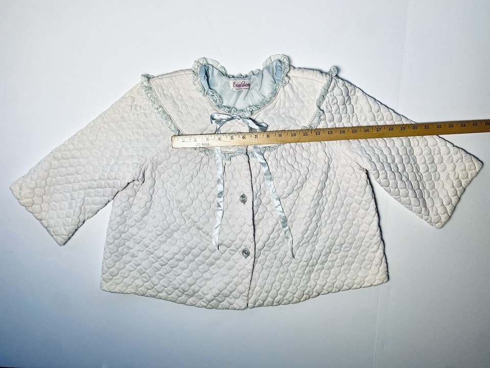 Vintage Boudoir Jacket Bed Coat 1960s Quilted Blue Pinup Swing Lace ...