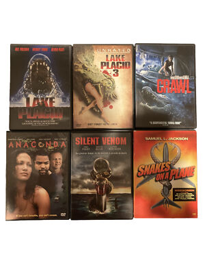 6 DVD Killer Croc/Snake Movies Lot Lake Placid Crawl Anaconda Snakes On ...