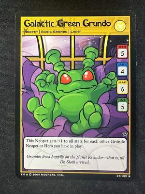 Neopets TCG 21/100 Galactic Green Grundo Return Dr Sloth Neopet Non ...