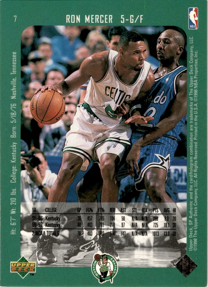 1997 SP Authentic #7 Ron Mercer Great | eBay