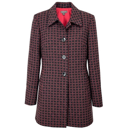 Classiques Entier Women's Geometric Pattern Wool Blend Coat Size 12 Red ...