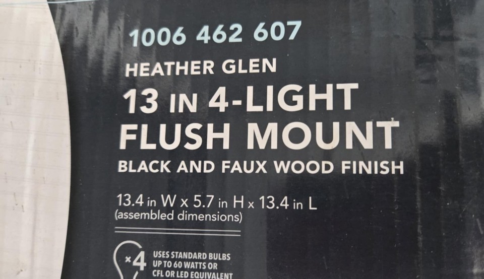 Hampton Bay Heather Glen 12.4 4-Light Black Square Flush Mount ...