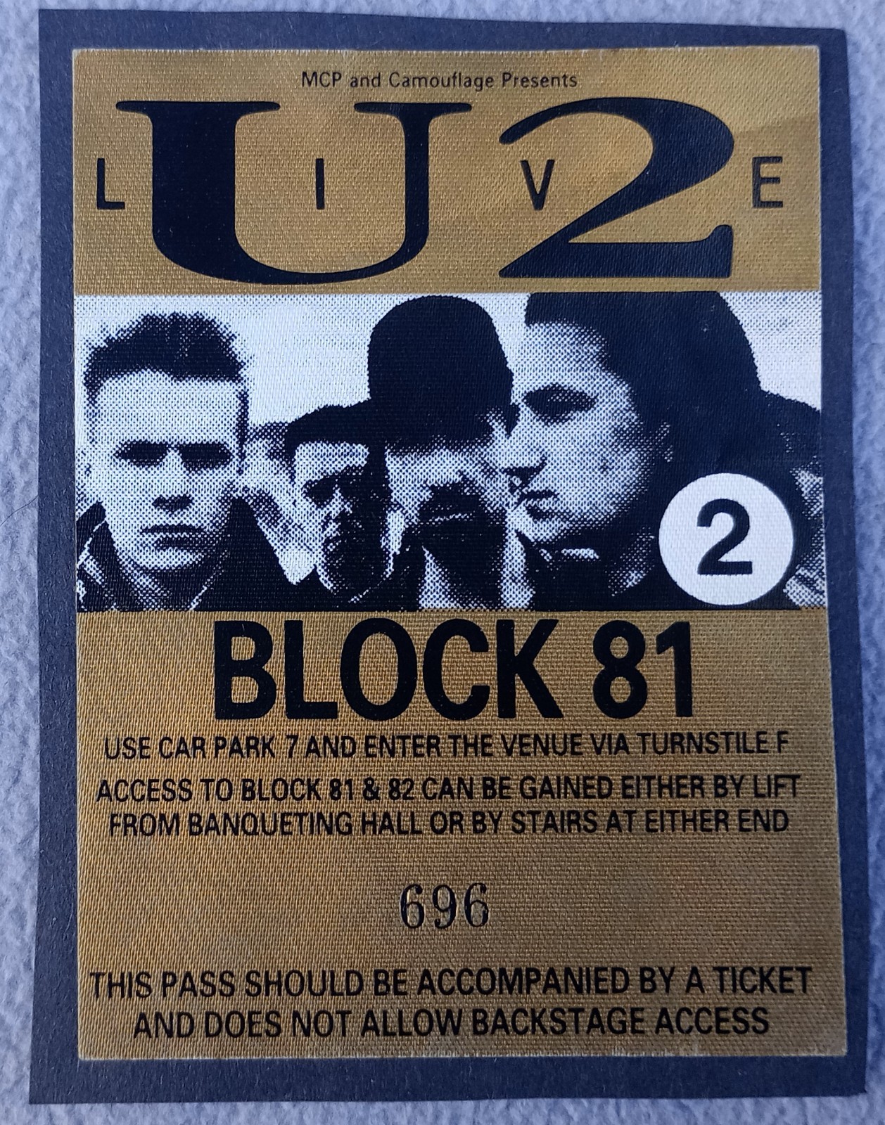 U2 LIVE ORIGINAL CONCERT TOUR PASS Circa The Joshua Tree Era BONO EDGE ...