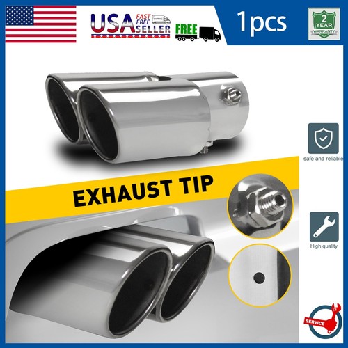 2set Matte Chrome Stainless Steel Dual Exhaust Tip For 1.5-2.4in outlet ...