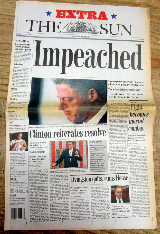 Original 1998 NEWSSTAND display POSTER & newspaper PRESIDENT CLINTON ...