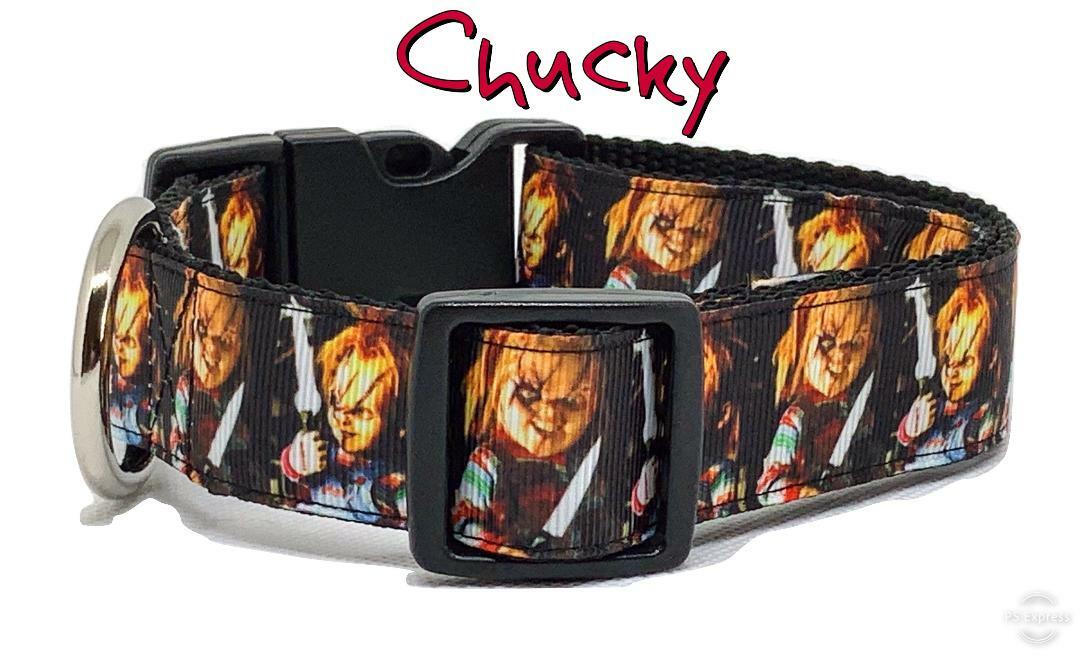 Chucky dog collar handmade adjustable buckle collar 1" or 5/8" wide or ...